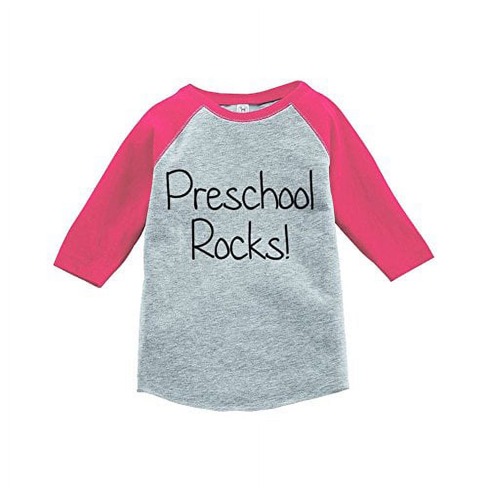 Custom Party Shop Girls Preschool Rocks School Raglan Tee Pink ...