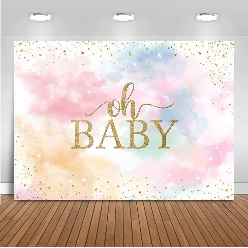 Custom Pastel Baby Shower Backdrop 7x5ft Pastel Colorful Cloud Rainbow ...