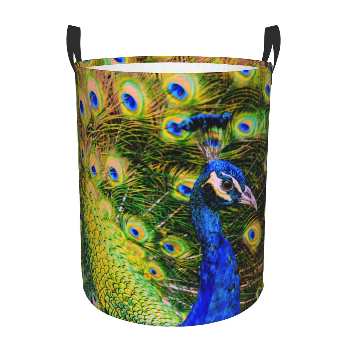 Custom Peacock Laundry Basket Foldable Large Clothes Storage Bin ...