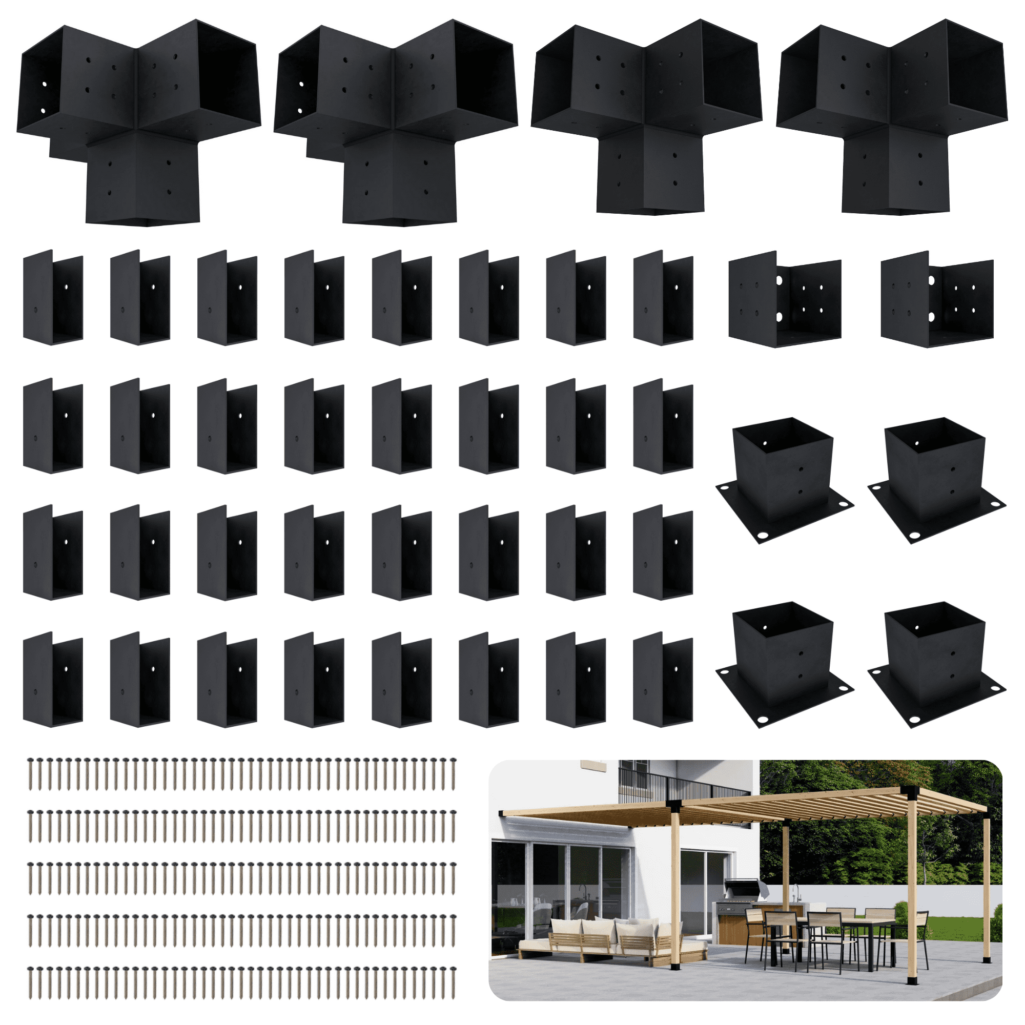 Custom Pergola Kit for Up to 12x14 Pergola Attached to House on Deck ...