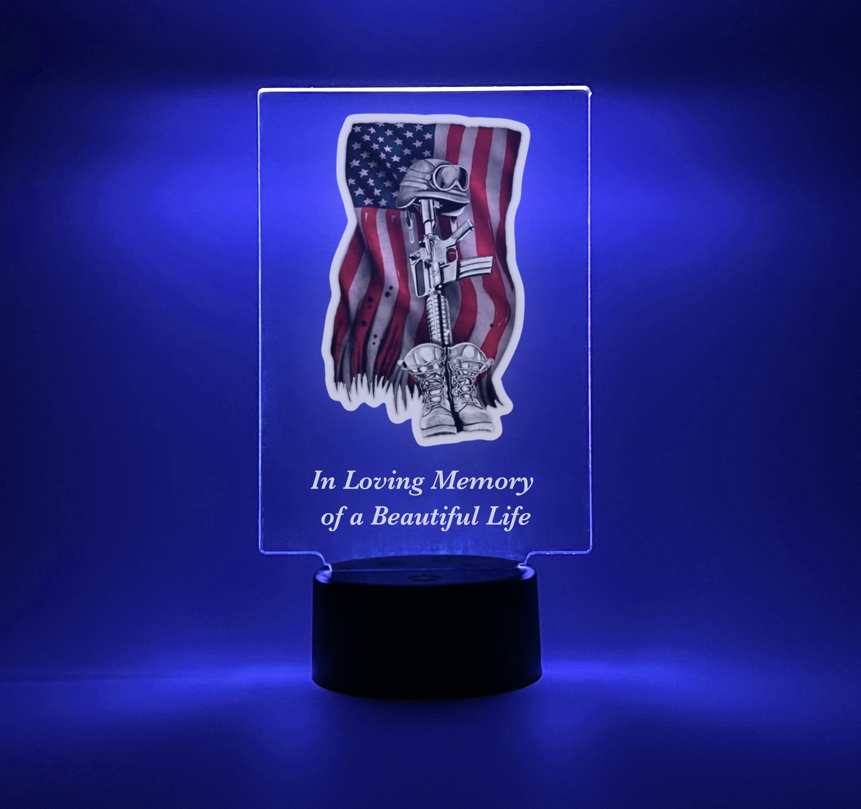 Custom Personalized 16 Colors LED Wood Table Stand In Loving Memory ...
