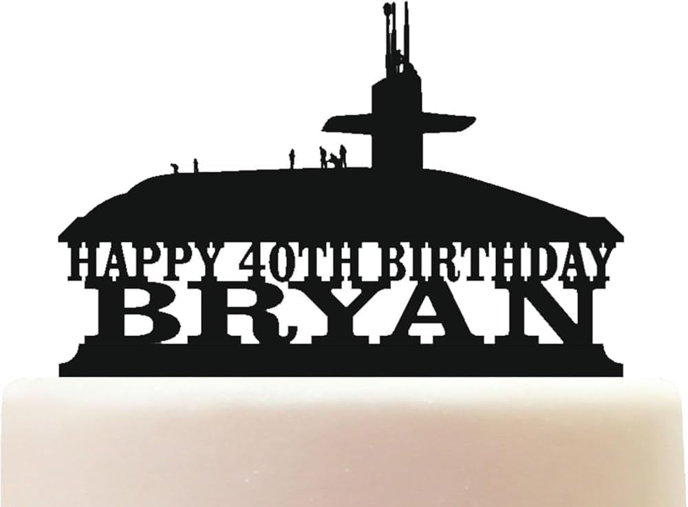Custom Personalized Acrylic Acrylic Navy Submarine Birthday Cake Topper ...