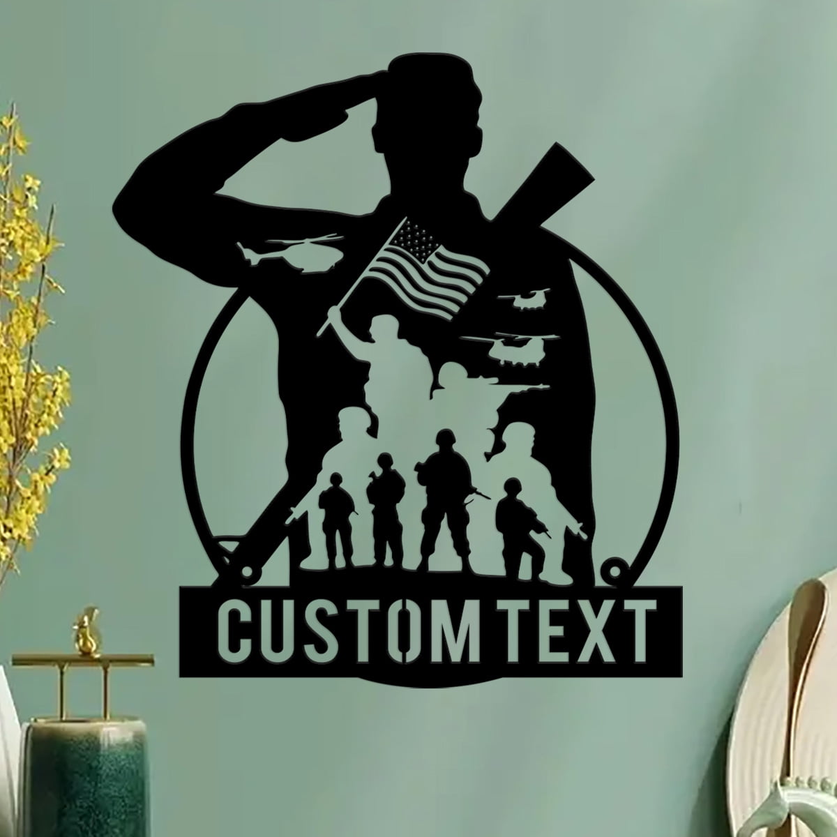 Custom Personalized Army Soldiers Silhouette Name Metal Sign, Custom US ...