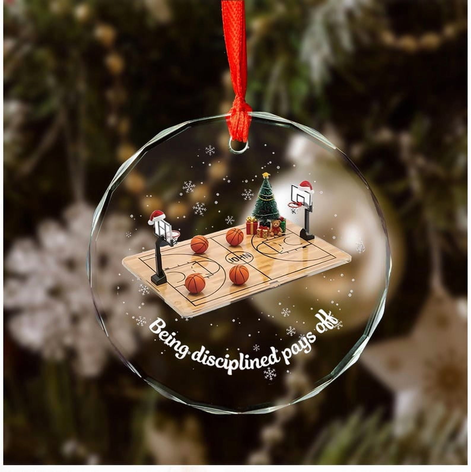 Custom Personalized Basketball Court Glass Christmas Christmas Ornament ...