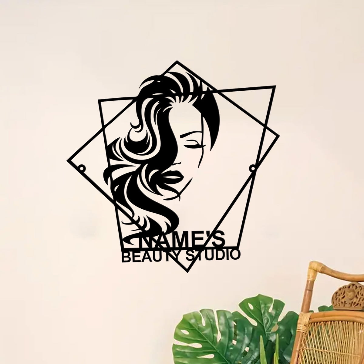 Custom Personalized Beauty Studio Sign Custom Name Sign Woman Face Art ...