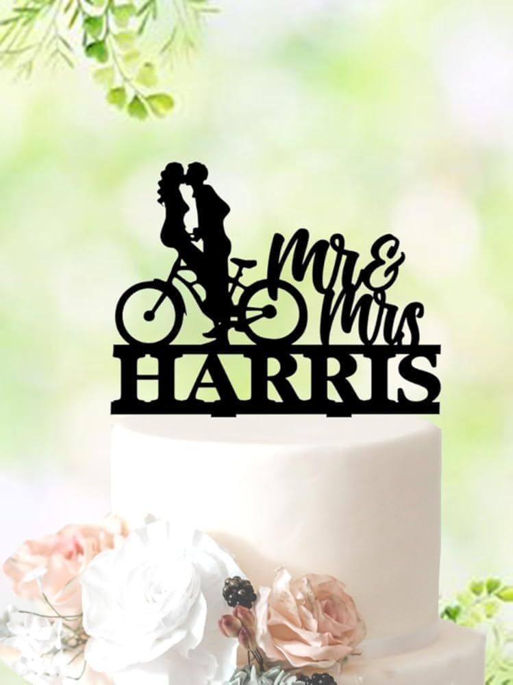 Custom Personalized Bicycle Wedding Cake Topper, Mr and Mrs Custom ...