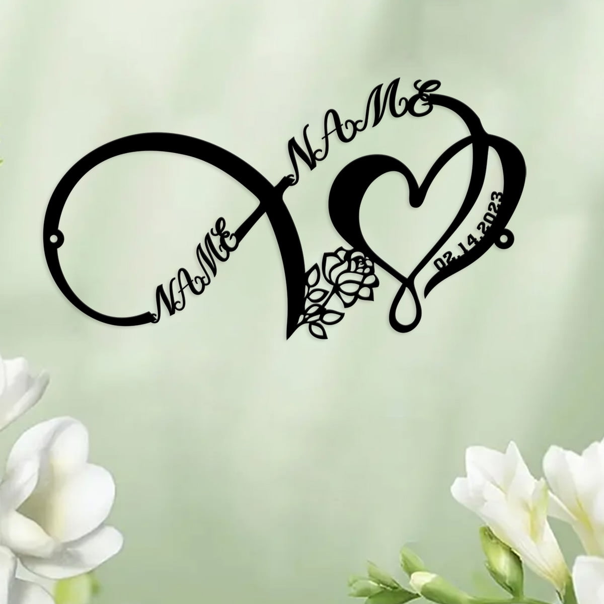 Custom Personalized Couples Metal Sign with Rose Detail - Custom Love ...