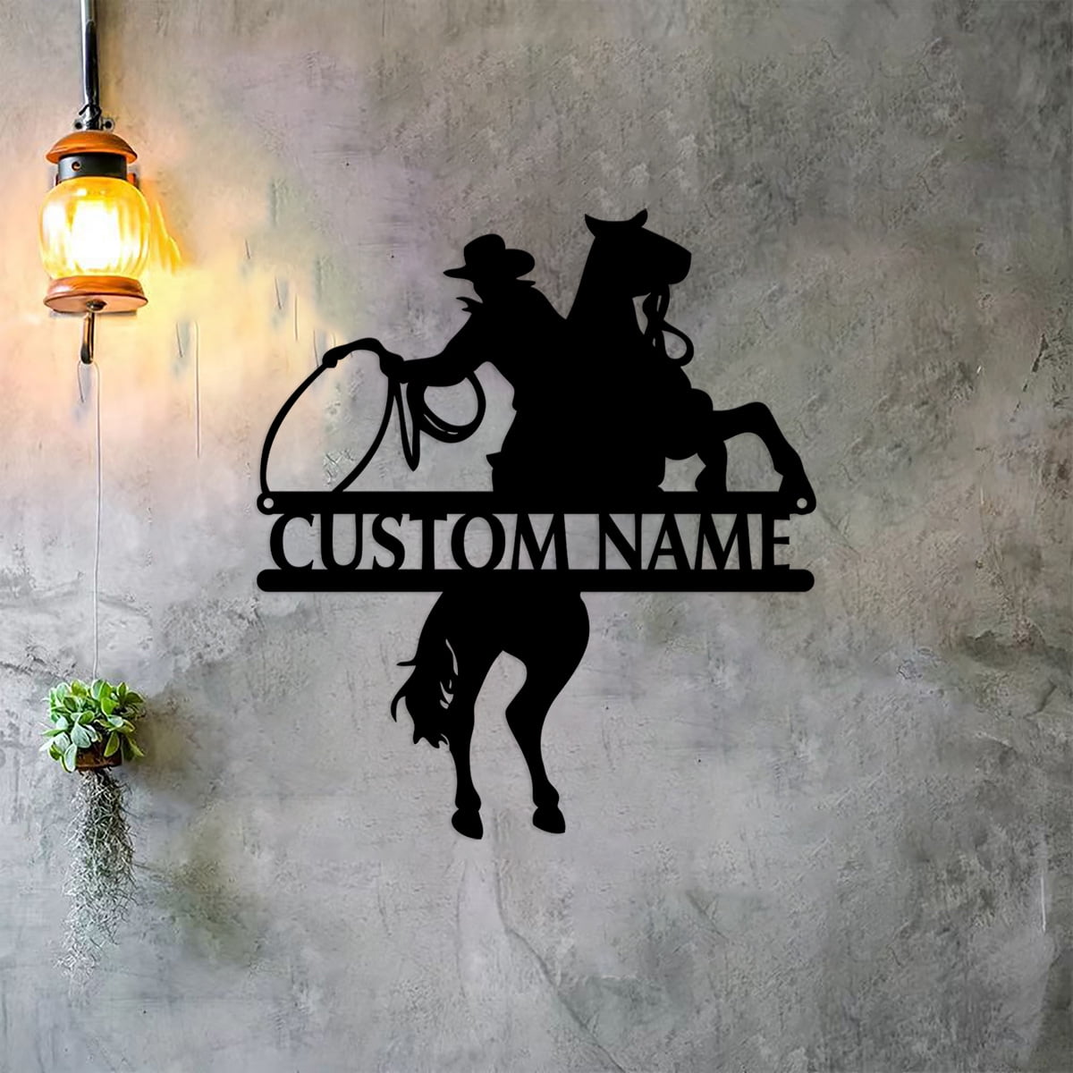 Custom Personalized Cowboy With Horse Metal Wall Art Western Metal Sign ...