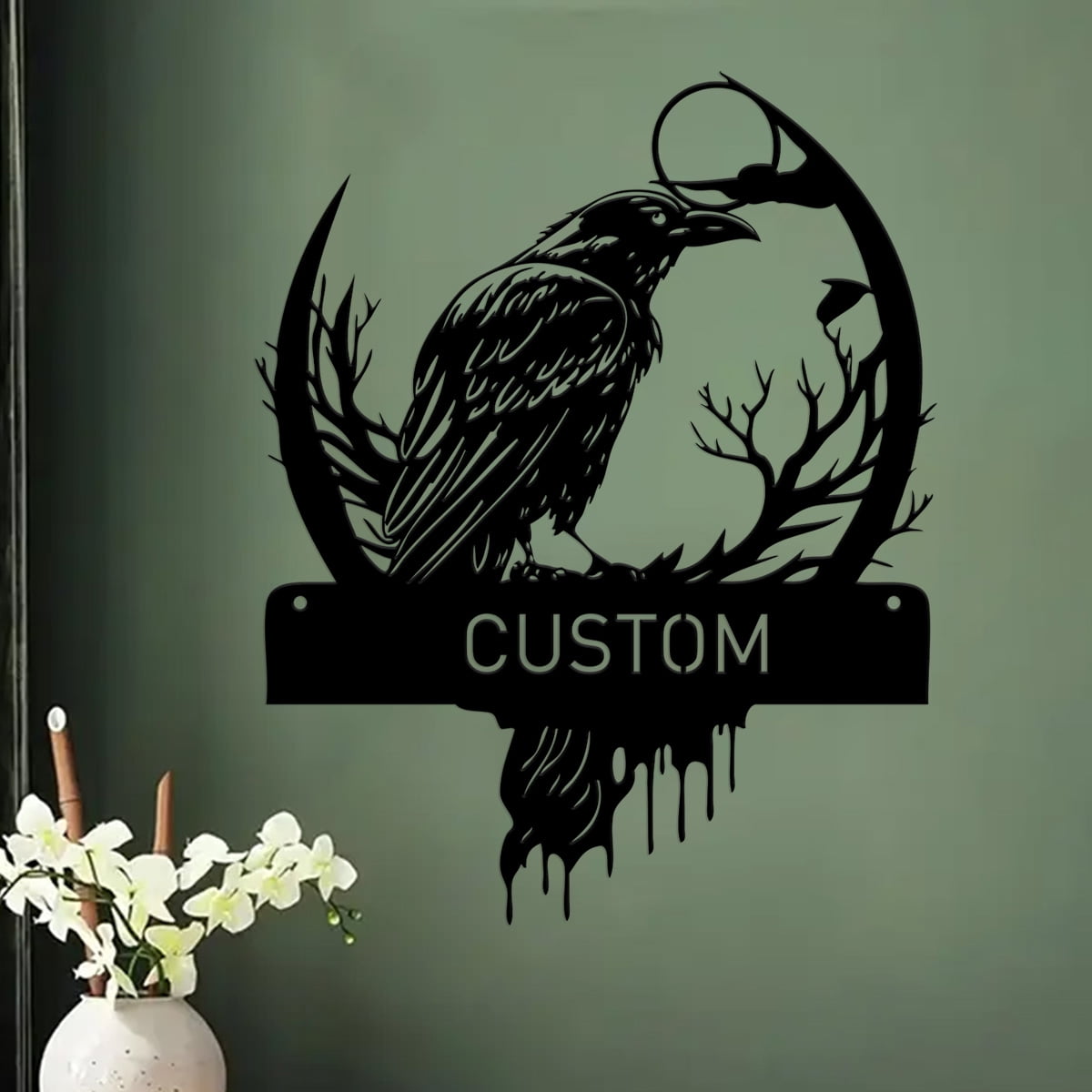 Custom Personalized Crow Metal Sign, Crow Name Metal Wall Decor,Black ...