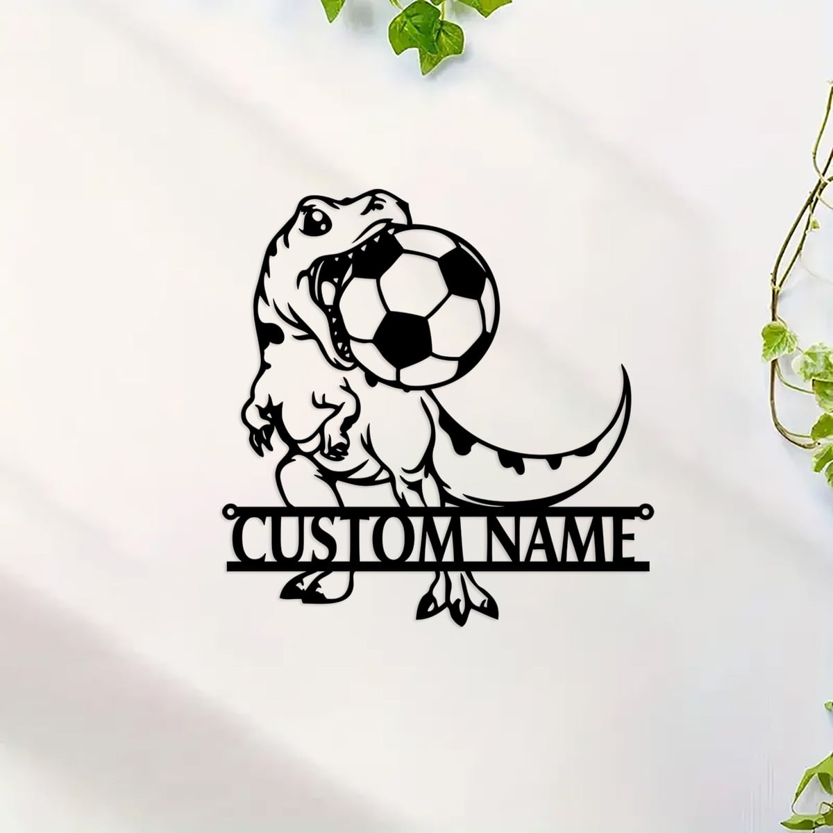 Custom Personalized Cute T-Rex With Soccer Ball Metal Wall Art Custom ...