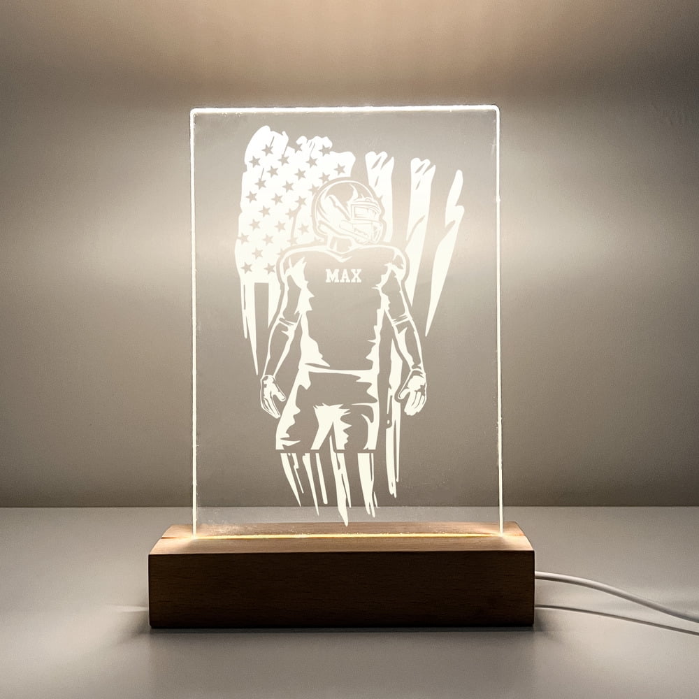 Custom Personalized Free Engraved LED Wood Stand Night Light Up Lamp ...
