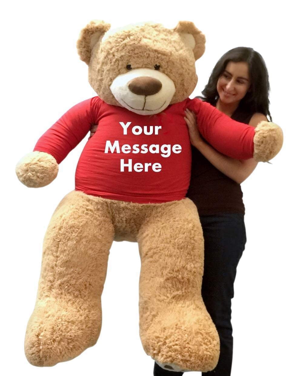 Custom Personalized Giant Teddy Bear wears Removable Customized Red ...