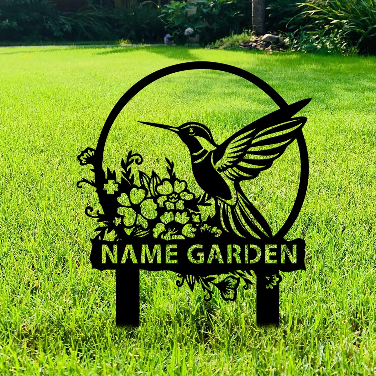Custom Personalized Hummingbird Garden Metal Sign With Stake, Outdoor ...