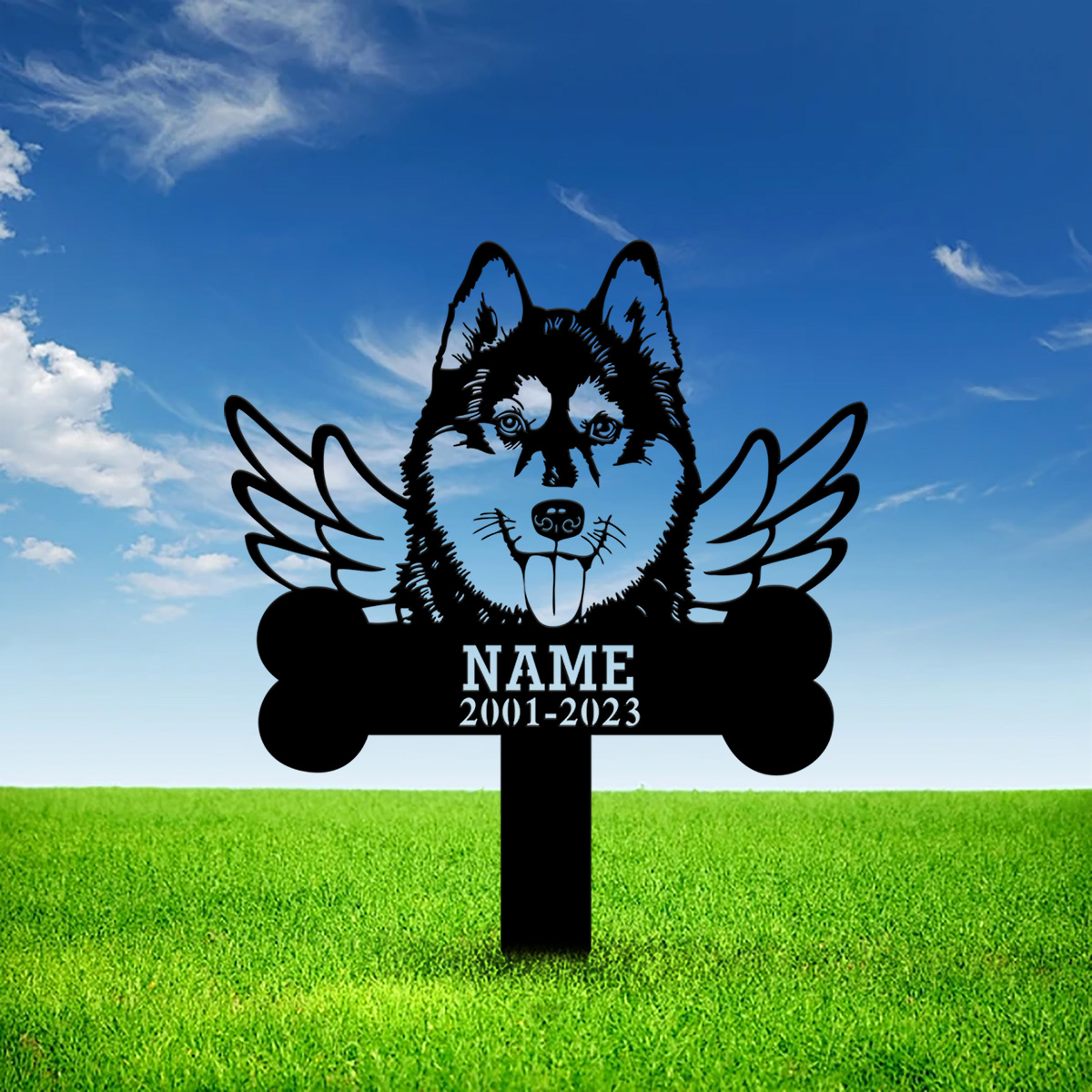 Custom Personalized Husky Dog Memorial Stake, Dog Name Sign, Husky Sign ...