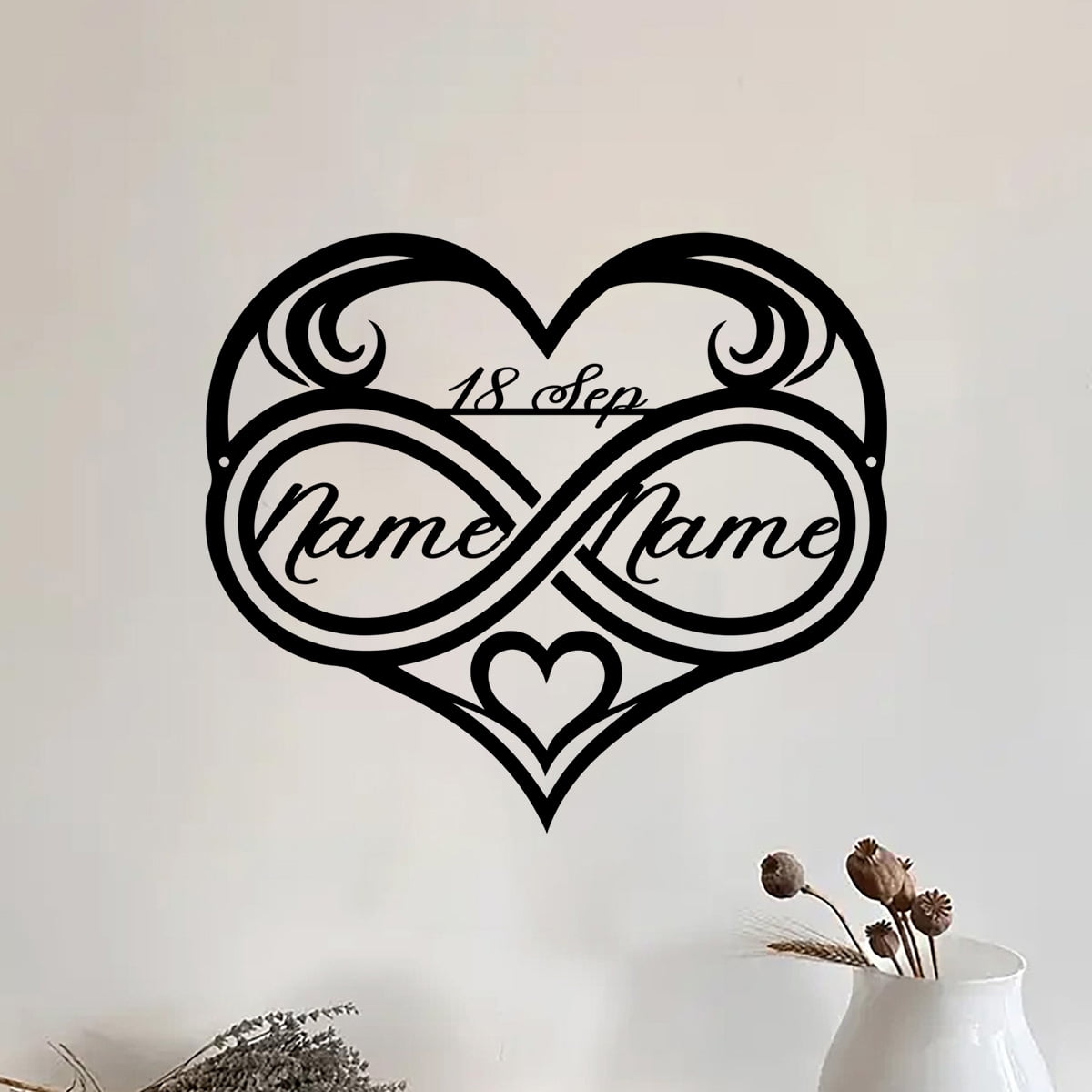 Custom Personalized Infinity Heart Metal Sign Wall Art, Weddings ...