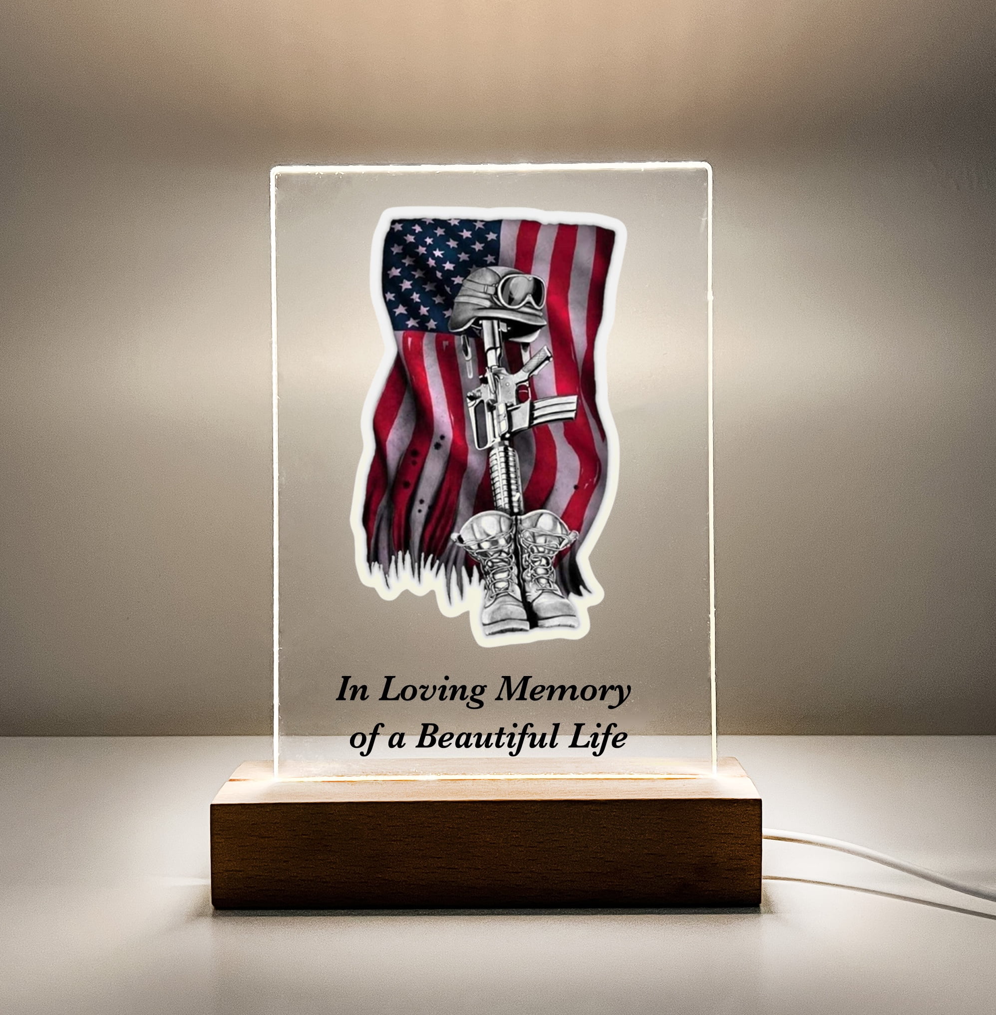 Custom Personalized LED Wood Table Stand In Loving Memory Condolence ...