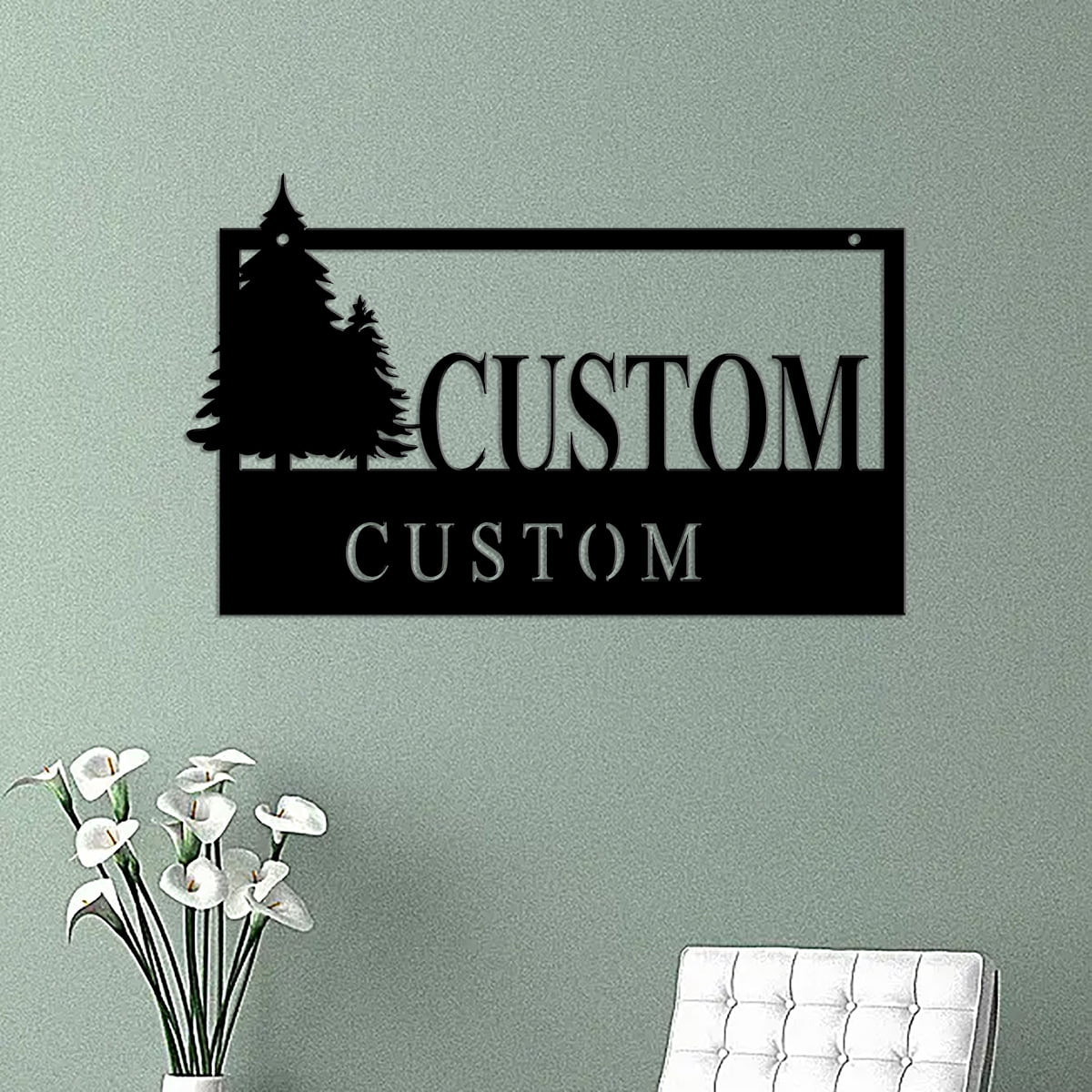 Custom Personalized Metal Address Name Sign, Custom Tree Metal House ...