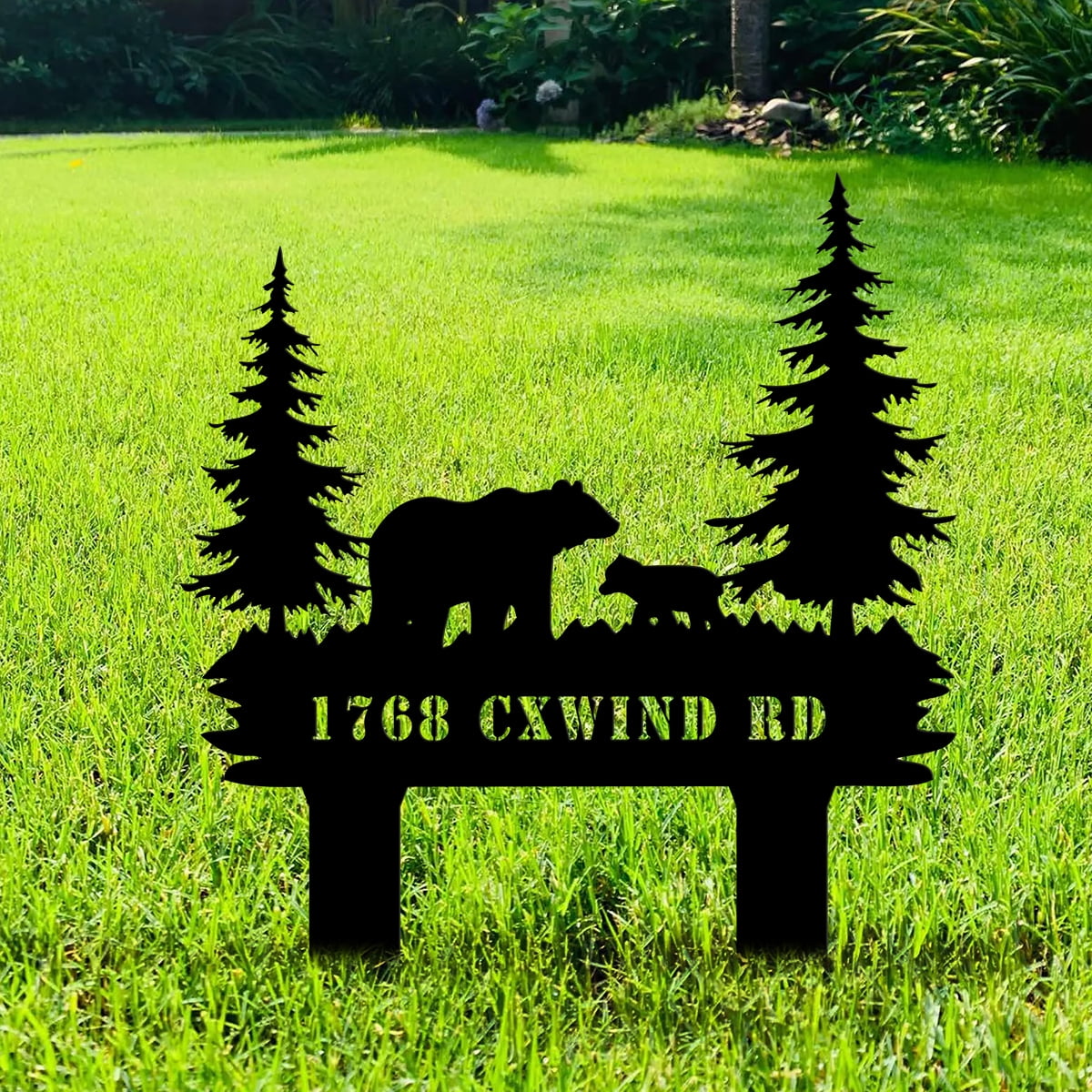 Custom Personalized Metal Bear Cabin Sign, Bears In Woods Address Sign ...