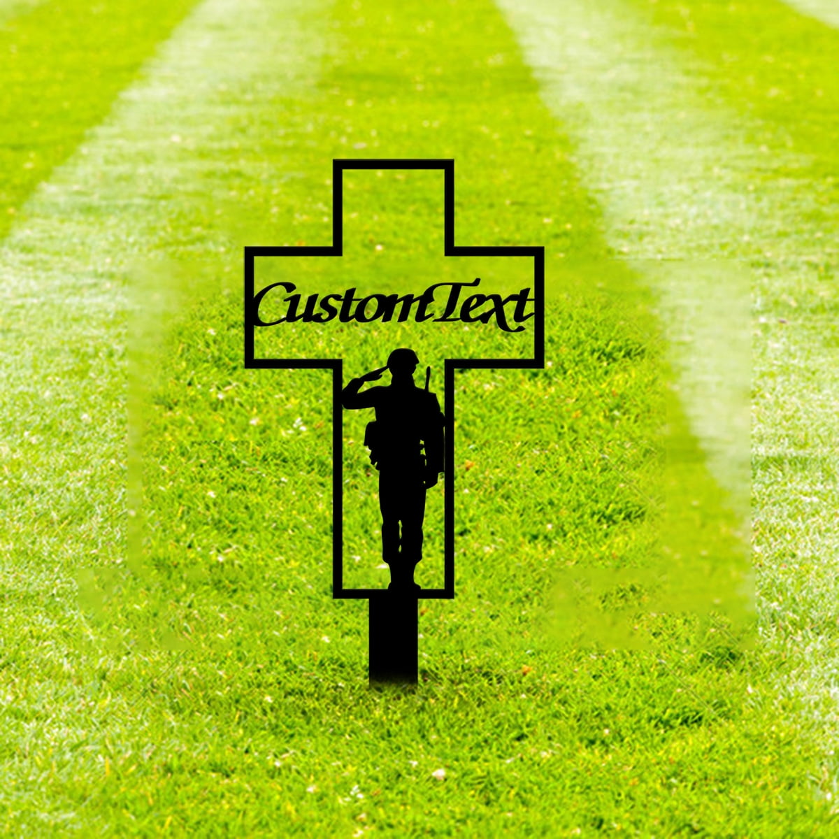 Custom Personalized Metal Cross Memorial Stake, Veteran Memorial Stake ...