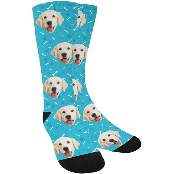 Custom Personalized Photo Pet Face Socks, Cat and Dog Tracks Paws Bones ...