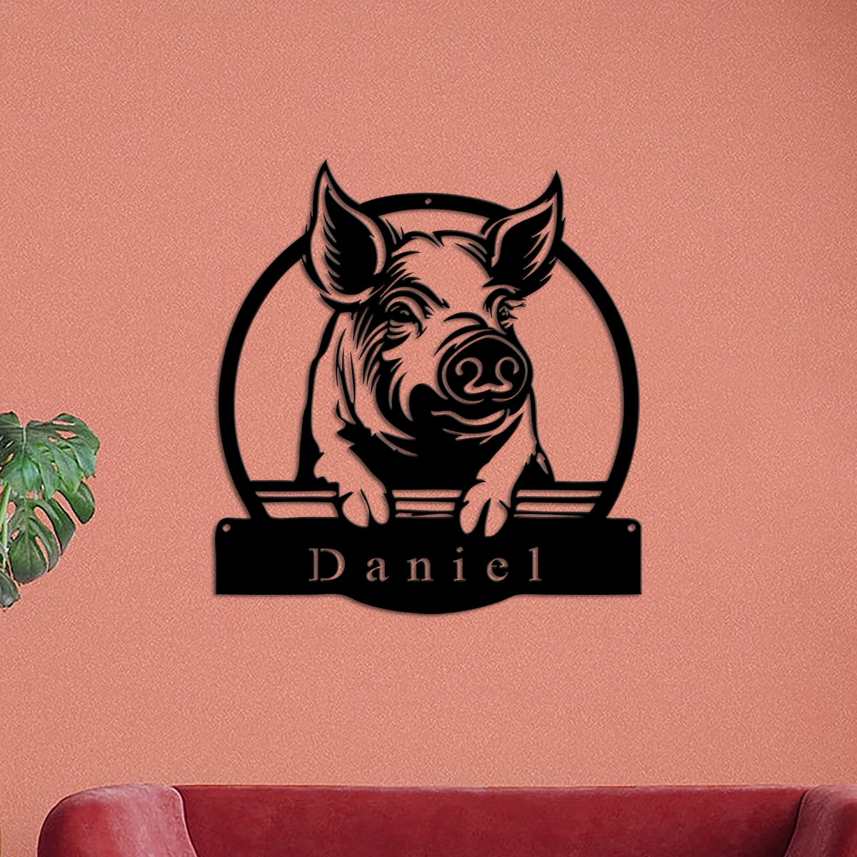 Custom Personalized Pig Metal Sign, Pig Wall Art, Pig On The Fence, Pig ...