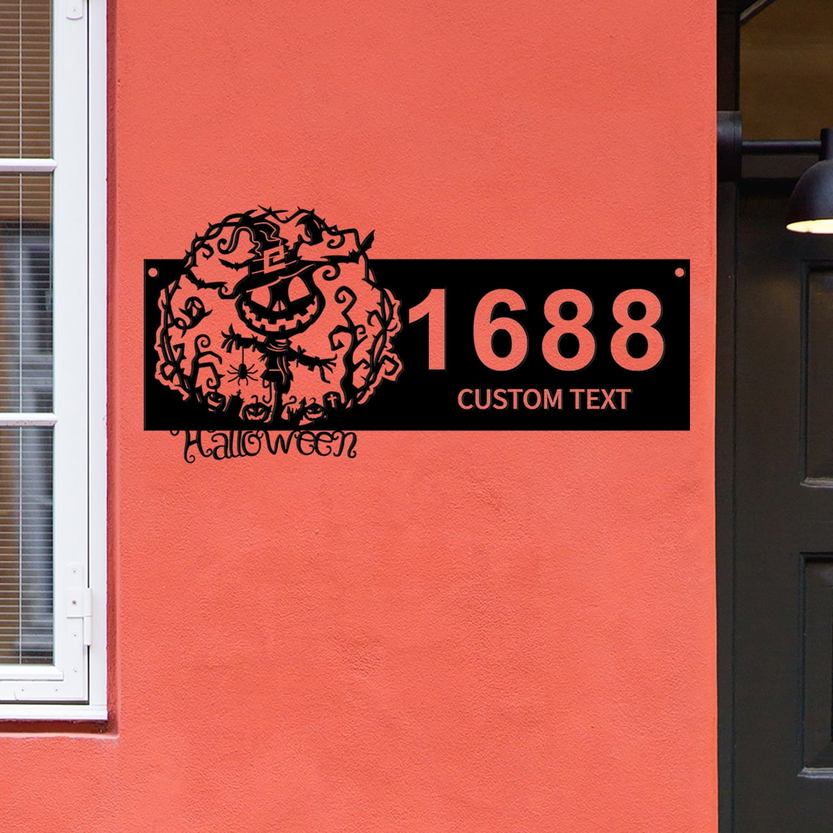 Custom Personalized Scarecrow Halloween Metal Address Sign House number Hanging Address Plaque ...