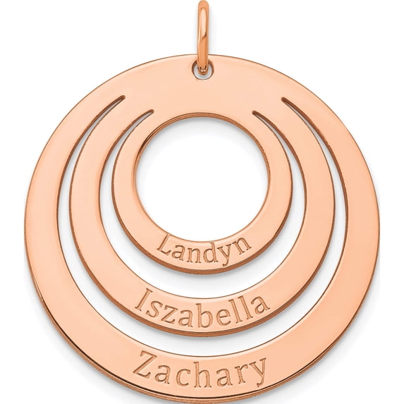 Custom Personalized Sterling Silver/Rose-plated 3 Ring Circle with Names Charm SS/Rose Plated ...