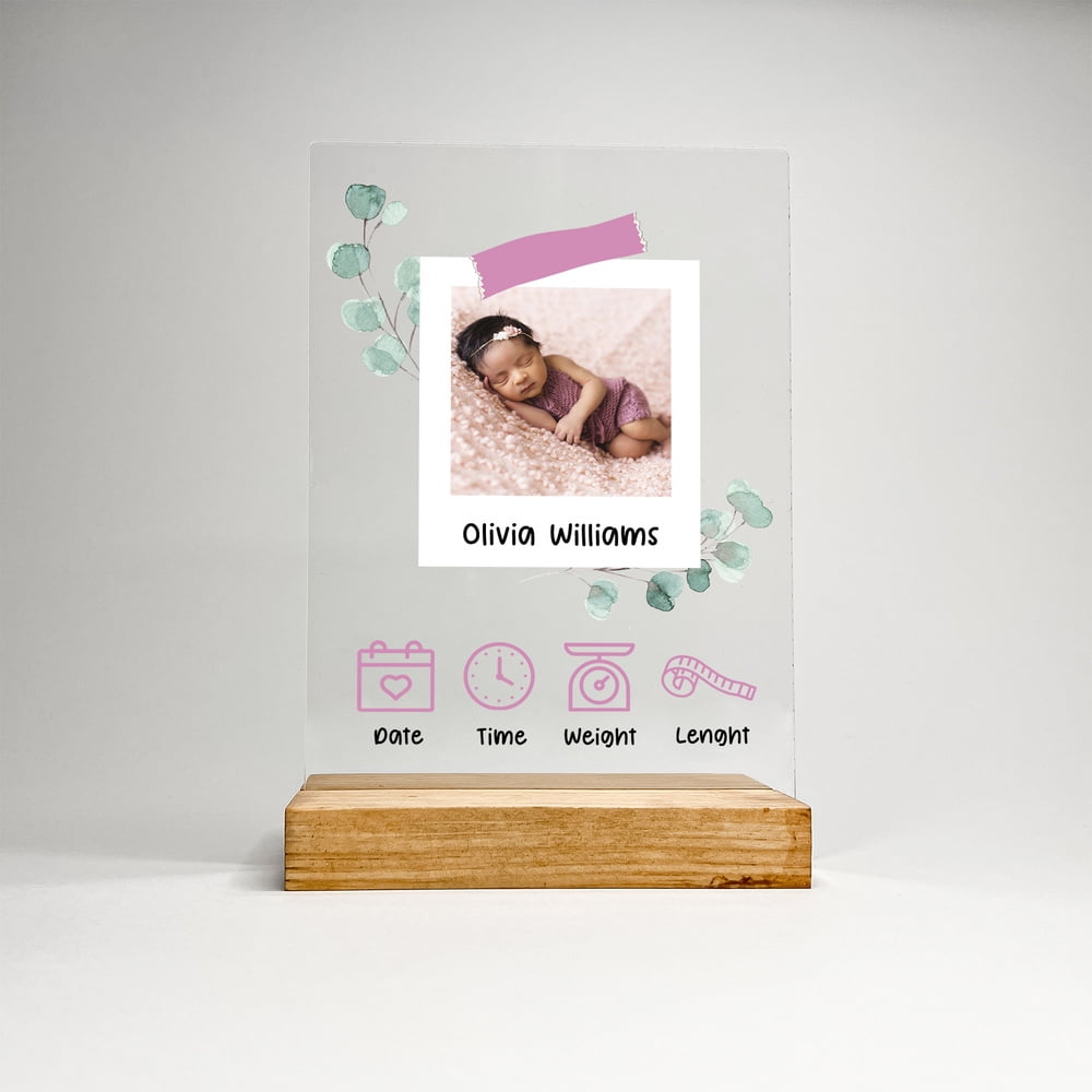 Custom Personalized Wood Base Table New Born Baby Stats Stand Changing ...