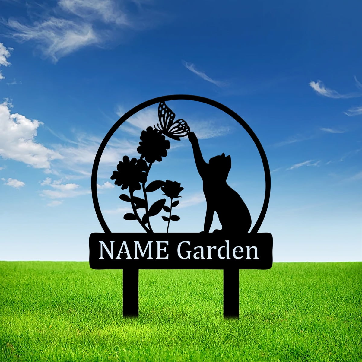 Custom Personalized kitten pick Flowers Metal Stake Sign, Custom Name ...