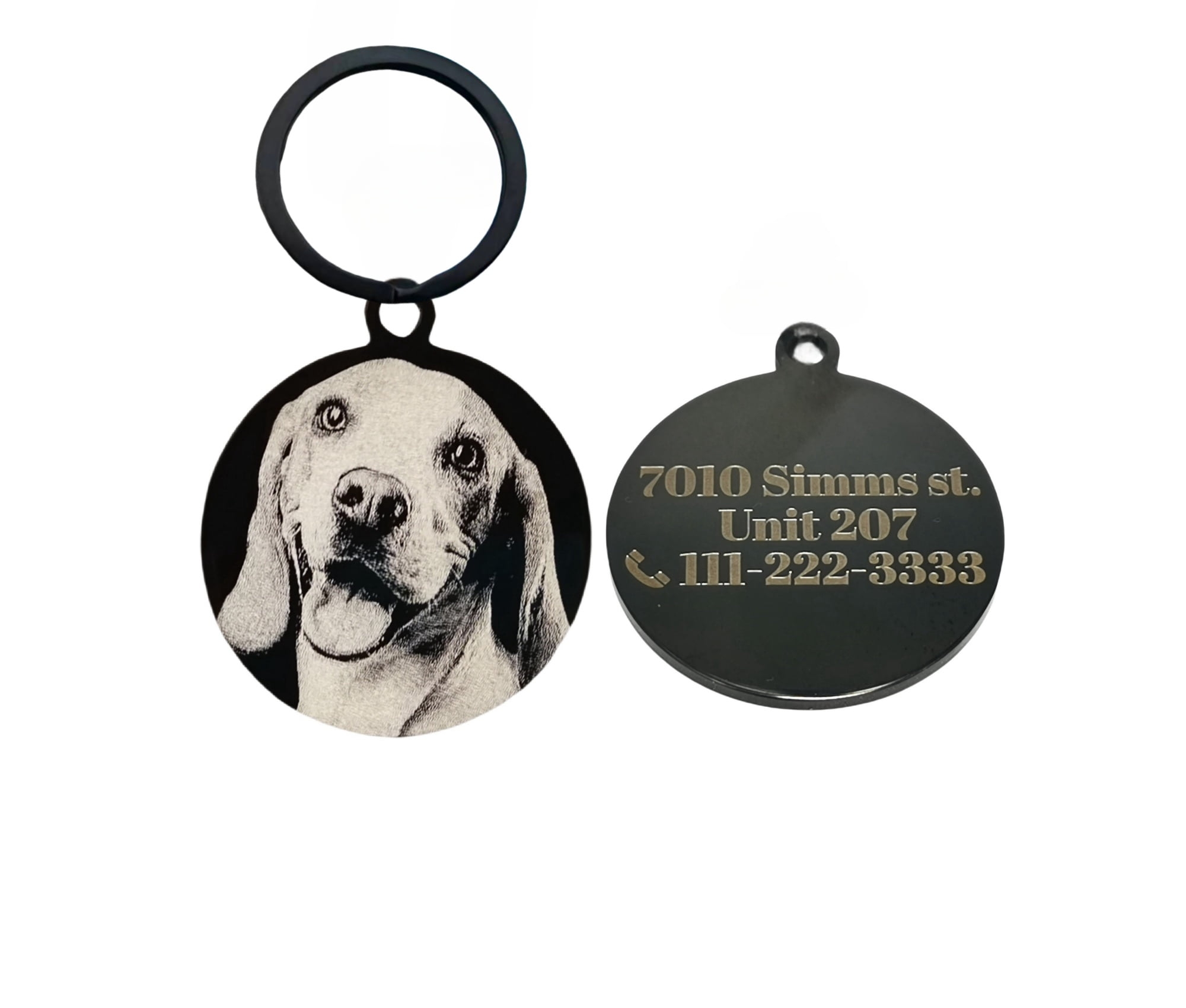 Custom Pet ID Tags, Round Stainless Steel with Dog Photo and Address ...