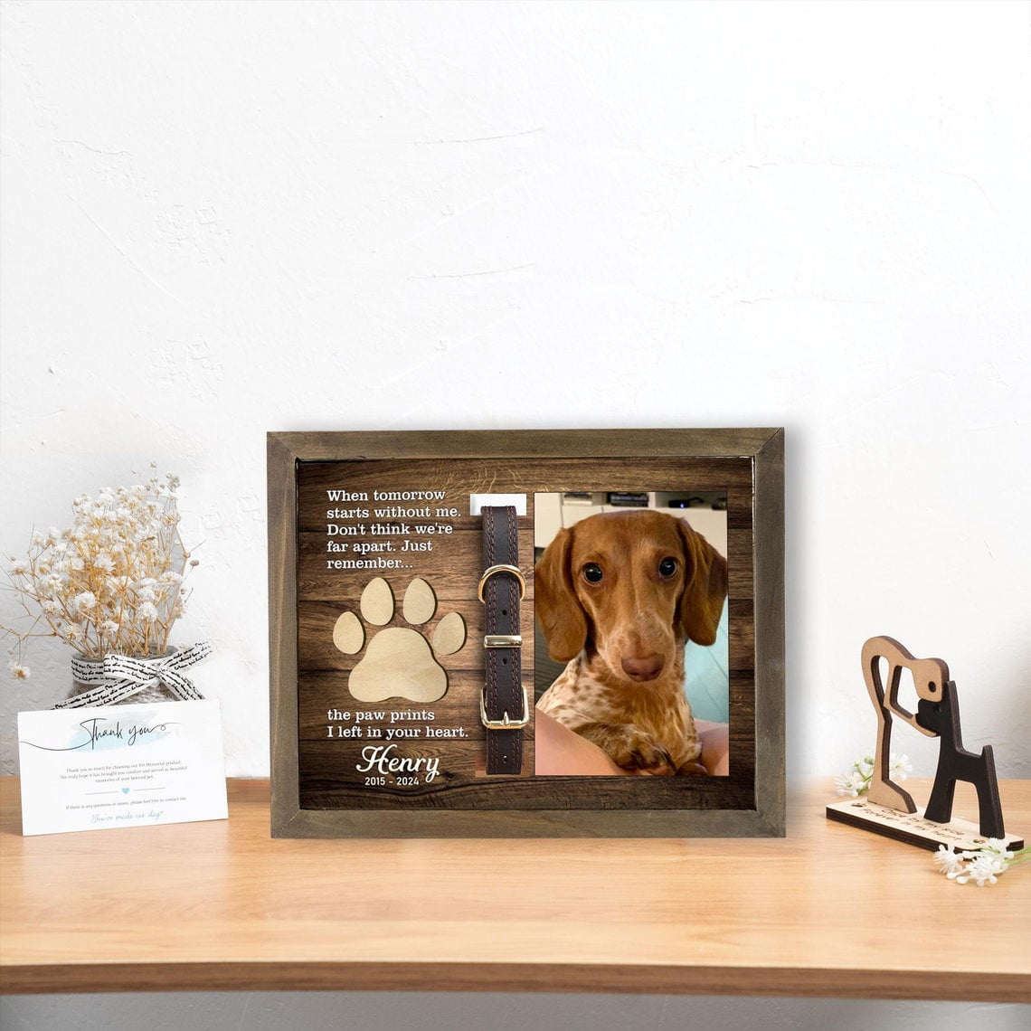 Custom Pet Memorial Frame with Collar Holder, Personalized Pet Loss ...
