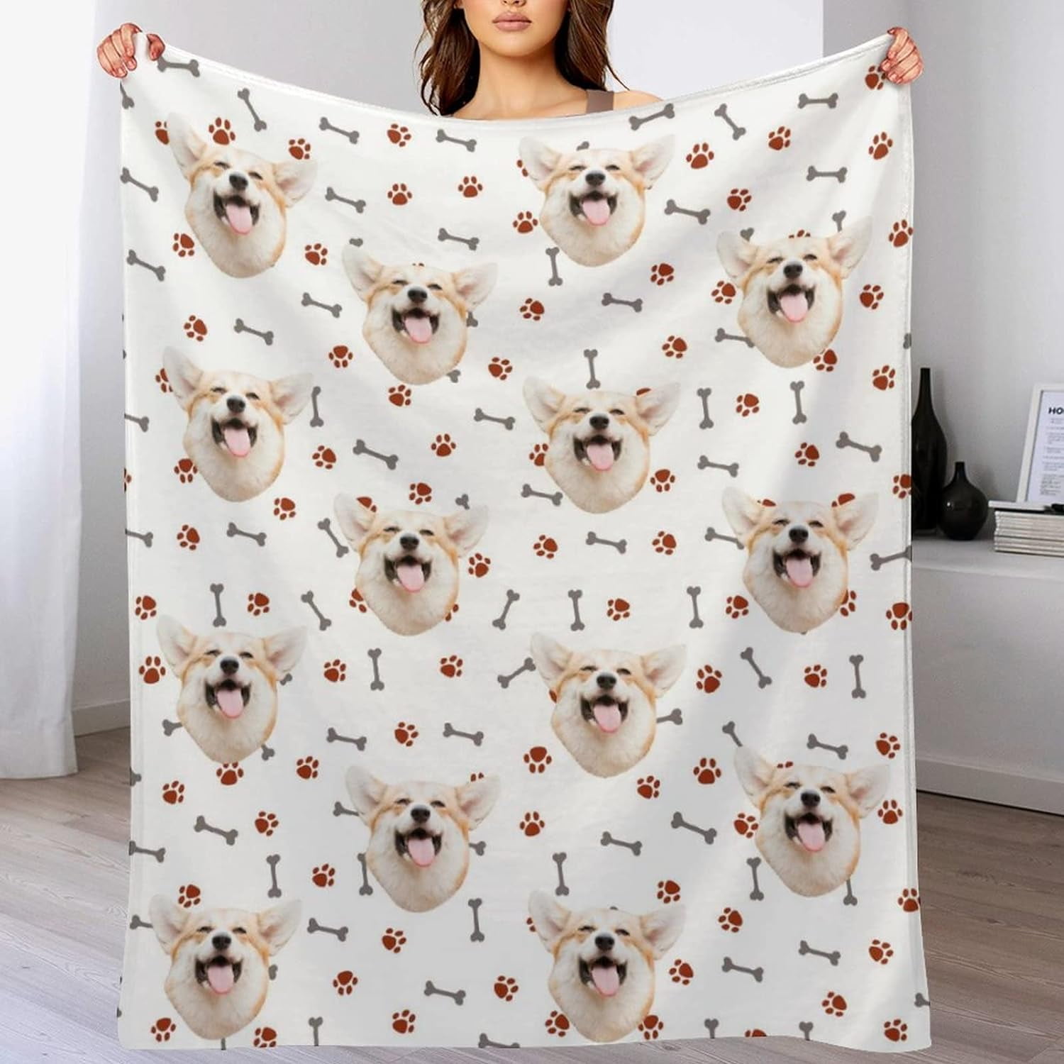 Custom Pet Photo Blanket, Customized Cat Face Blankets with Names ...