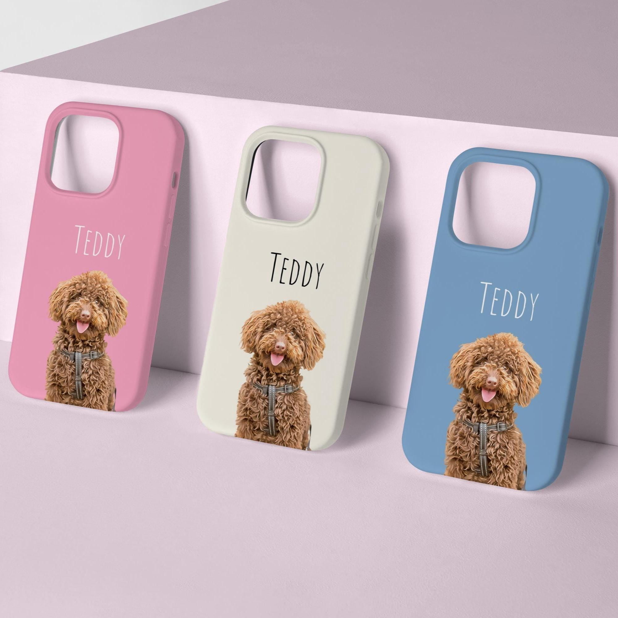 Custom Pet Photo Phone Case with Name: Personalized Dog & Cat Portrait ...
