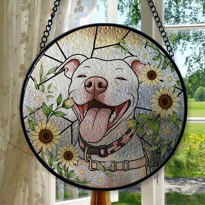 Custom Pet Portrait Stained Glass Suncatcher, Pet Memorial Gift Custom ...