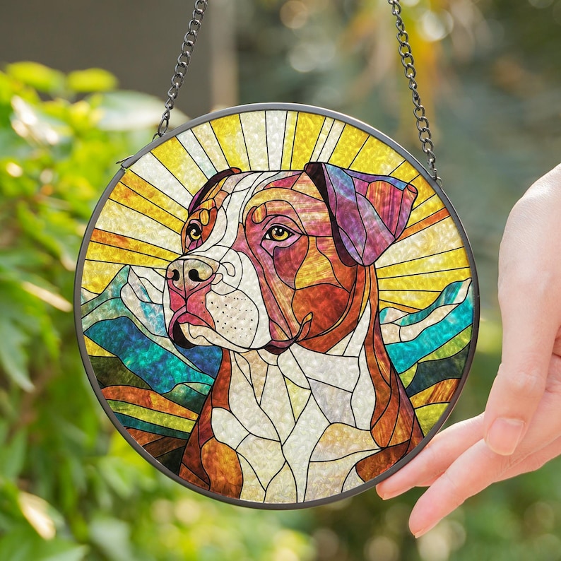 Custom Pet Portrait Stained Glass Suncatcher, Stained Glass Dog ...