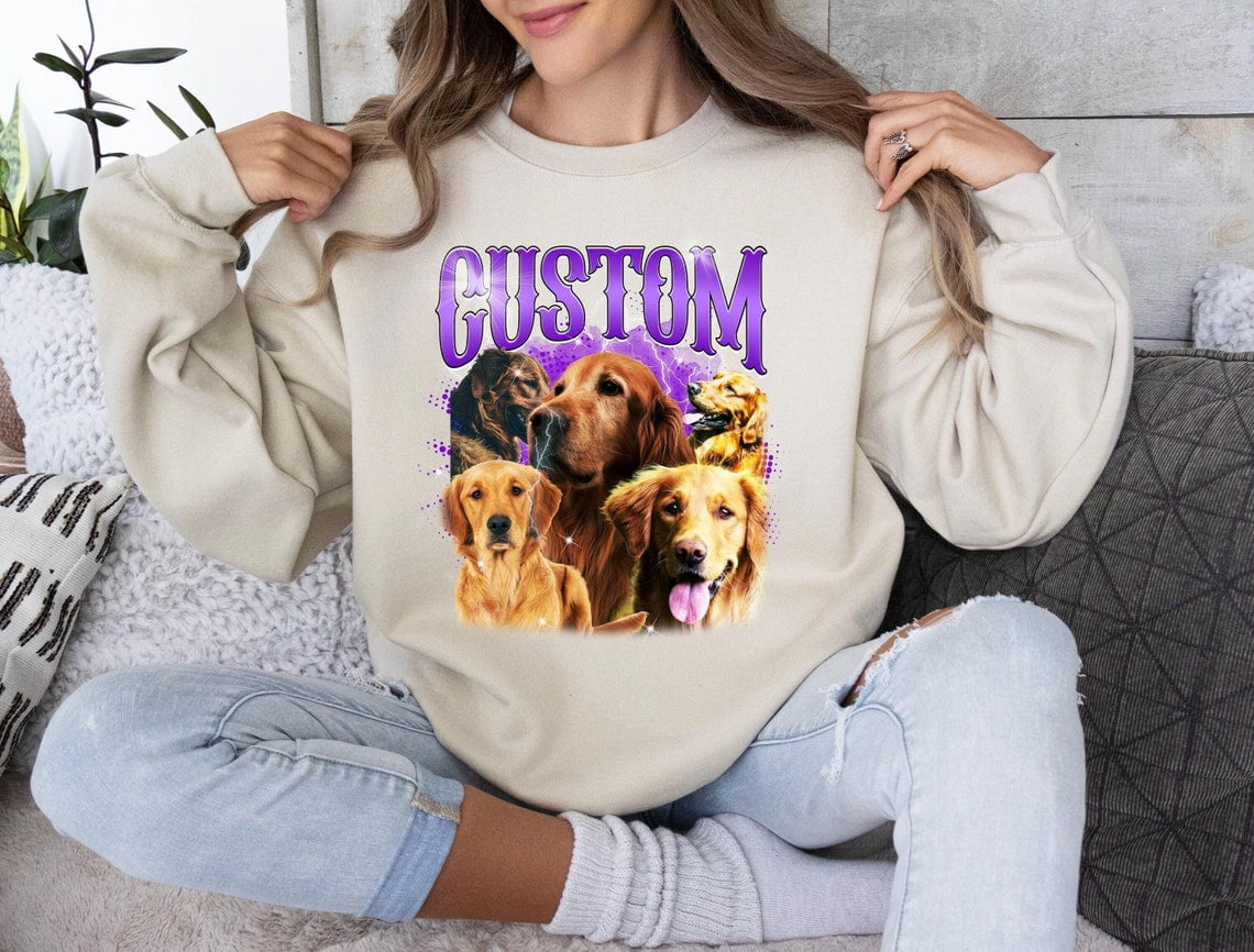 Custom Pet Vintage Sweater, Custom Cat Bootleg Rap Shirt, Cat Lover ...