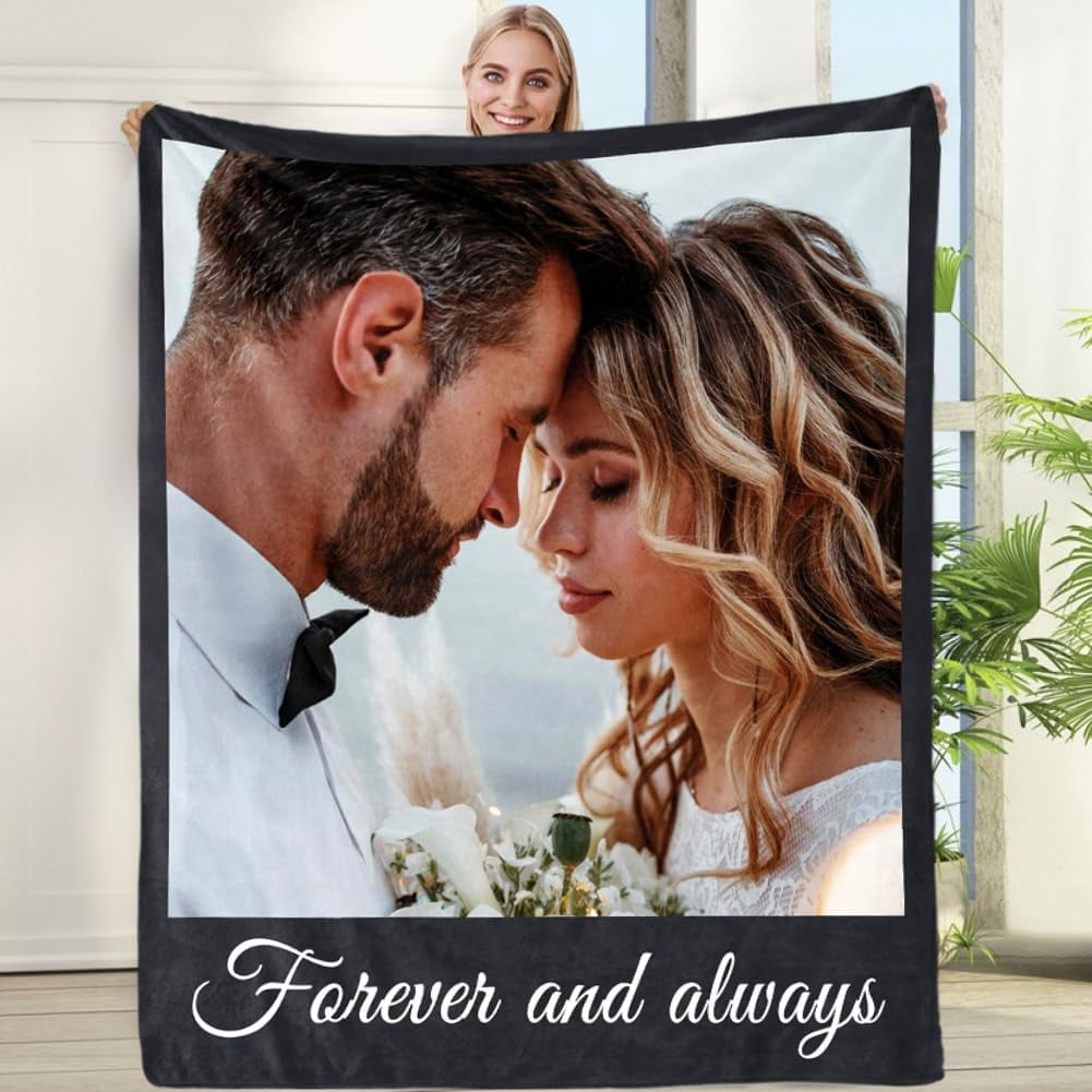 Custom Photo Blanket for Couples, Personalized Fleece Throw Blankets ...