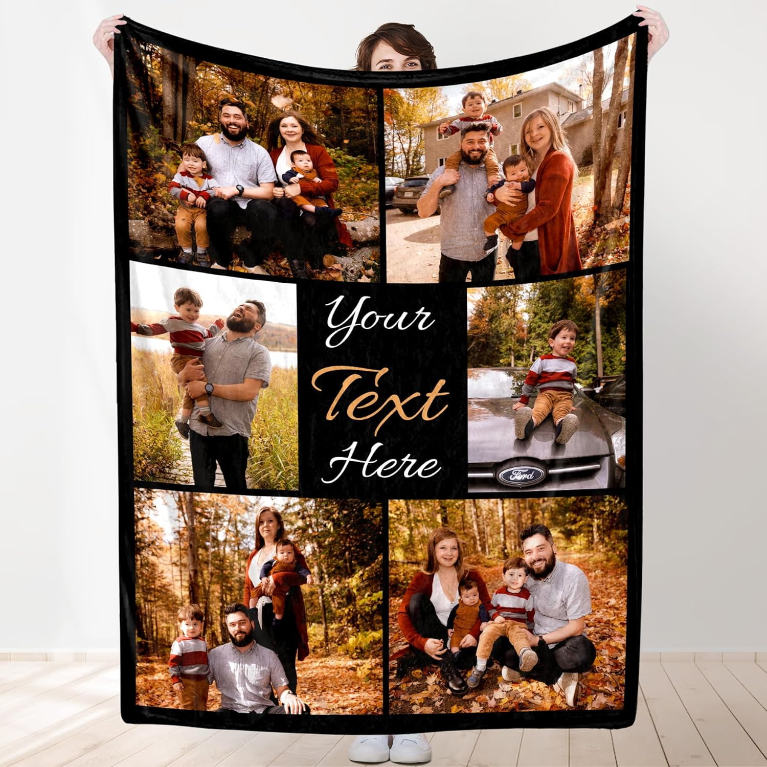 Custom Photo Blanket Personalized Gifts with Photo Text, Made in USA ...