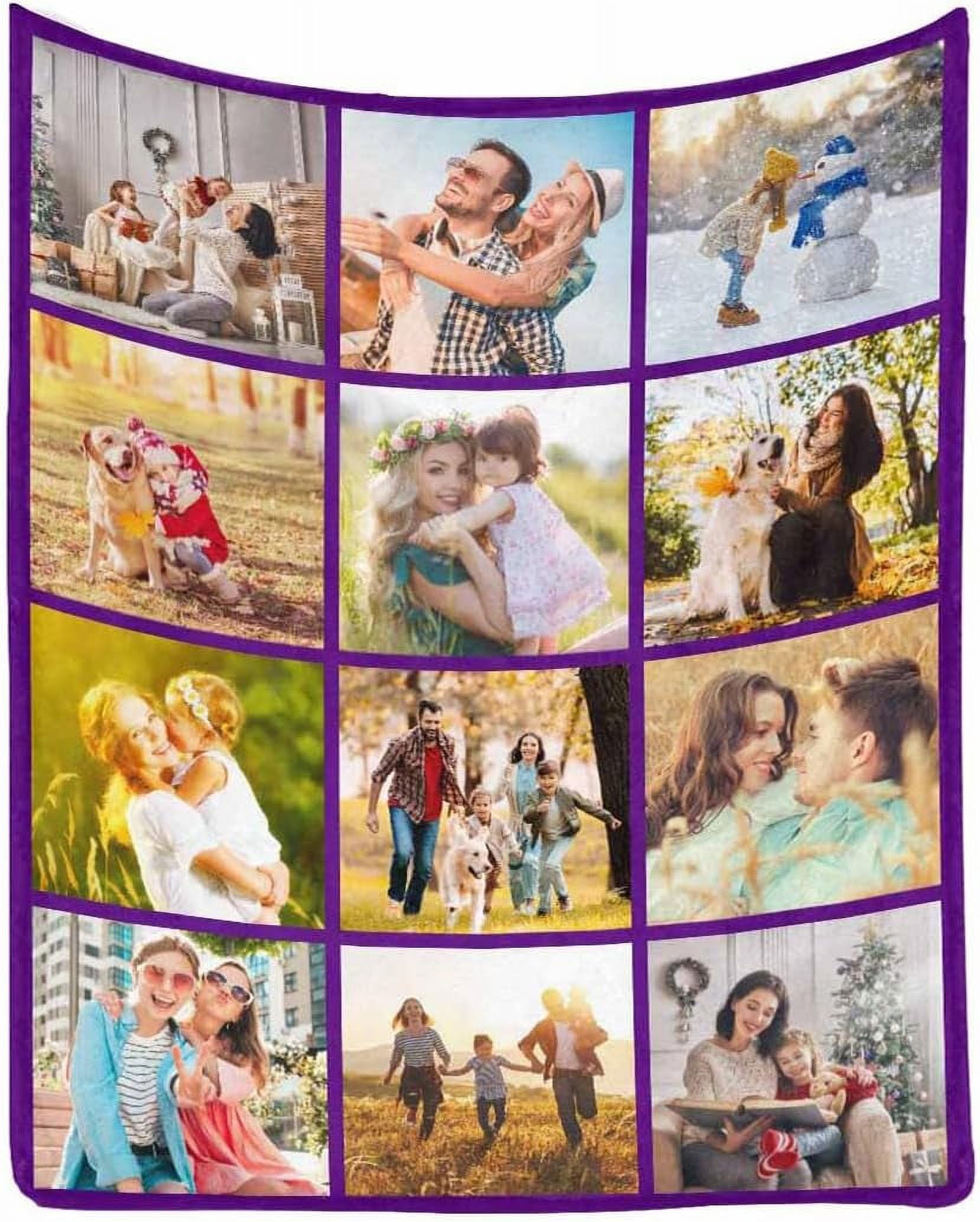 Custom Photo Collage Blanket for Family, Customized Bed Blanket with 10 ...