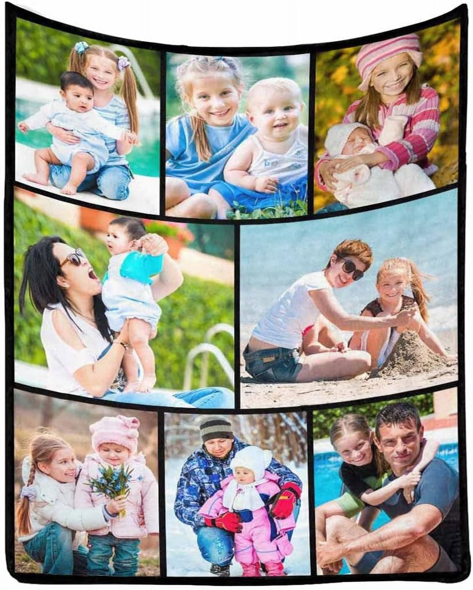 Custom Photo Collage Blanket for Family, Customized Bed Blanket with 10 ...
