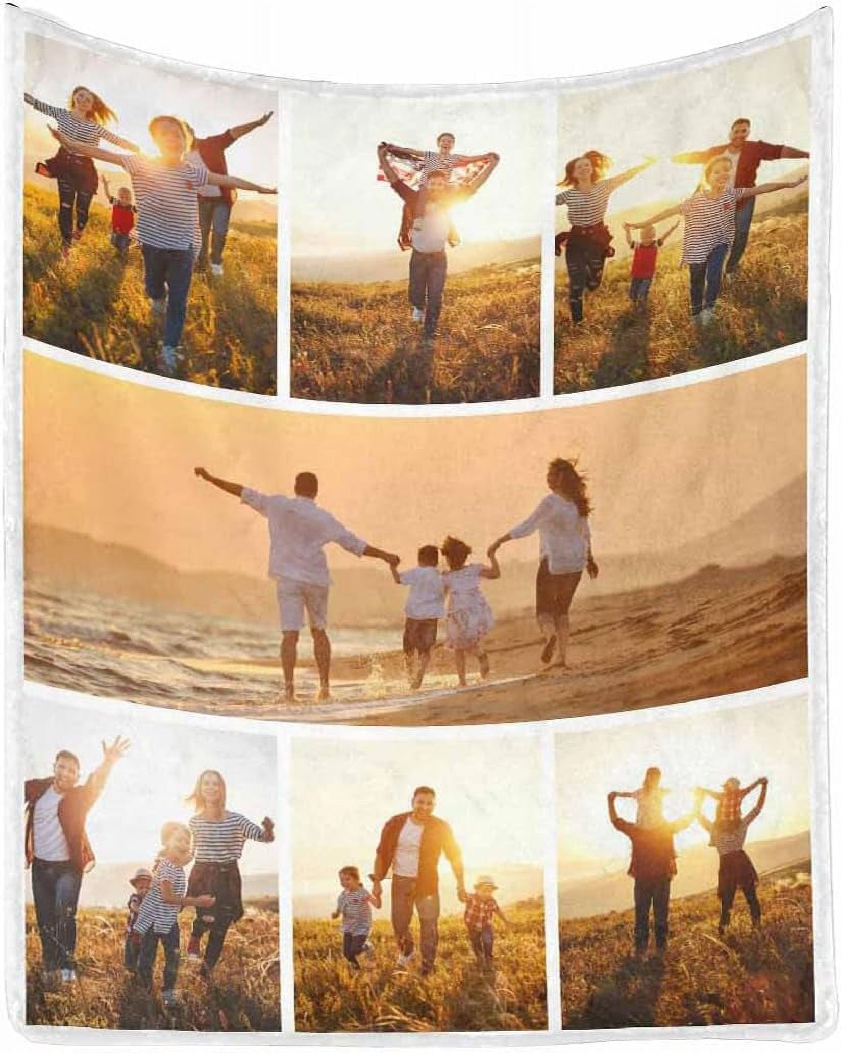 Custom Photo Collage Blanket for Family, Customized Bed Blanket with 10 ...