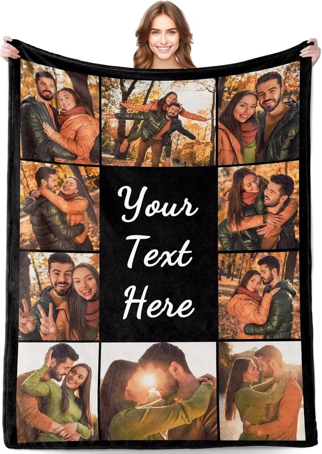 Custom Photo Collection Blanket with Text Photo Personalized Bedding ...