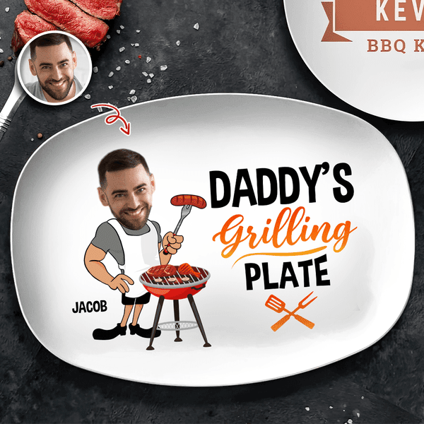 Custom Photo Daddy's Grilling Plate Platter, Gift Father, Lover Daddy ...