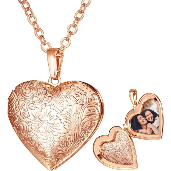 Custom Photo Locket Necklace - Oval & Heart Shaped Locket - Gold/Silver ...