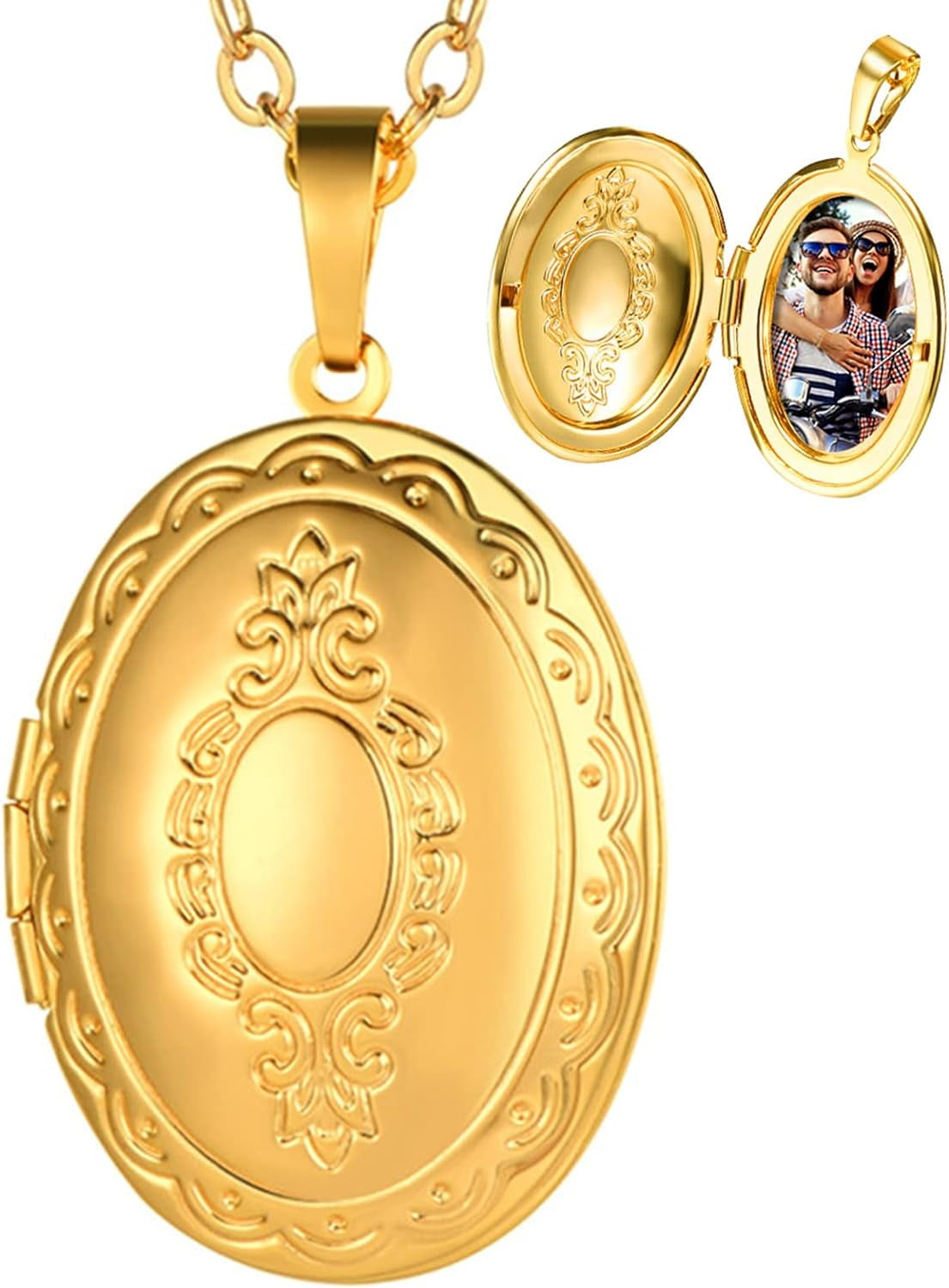 Custom Photo Locket Necklace - Oval & Heart Shaped Locket - Gold/Silver ...
