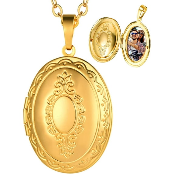 Custom Photo Locket Necklace - Oval & Heart Shaped Locket - Gold/Silver ...