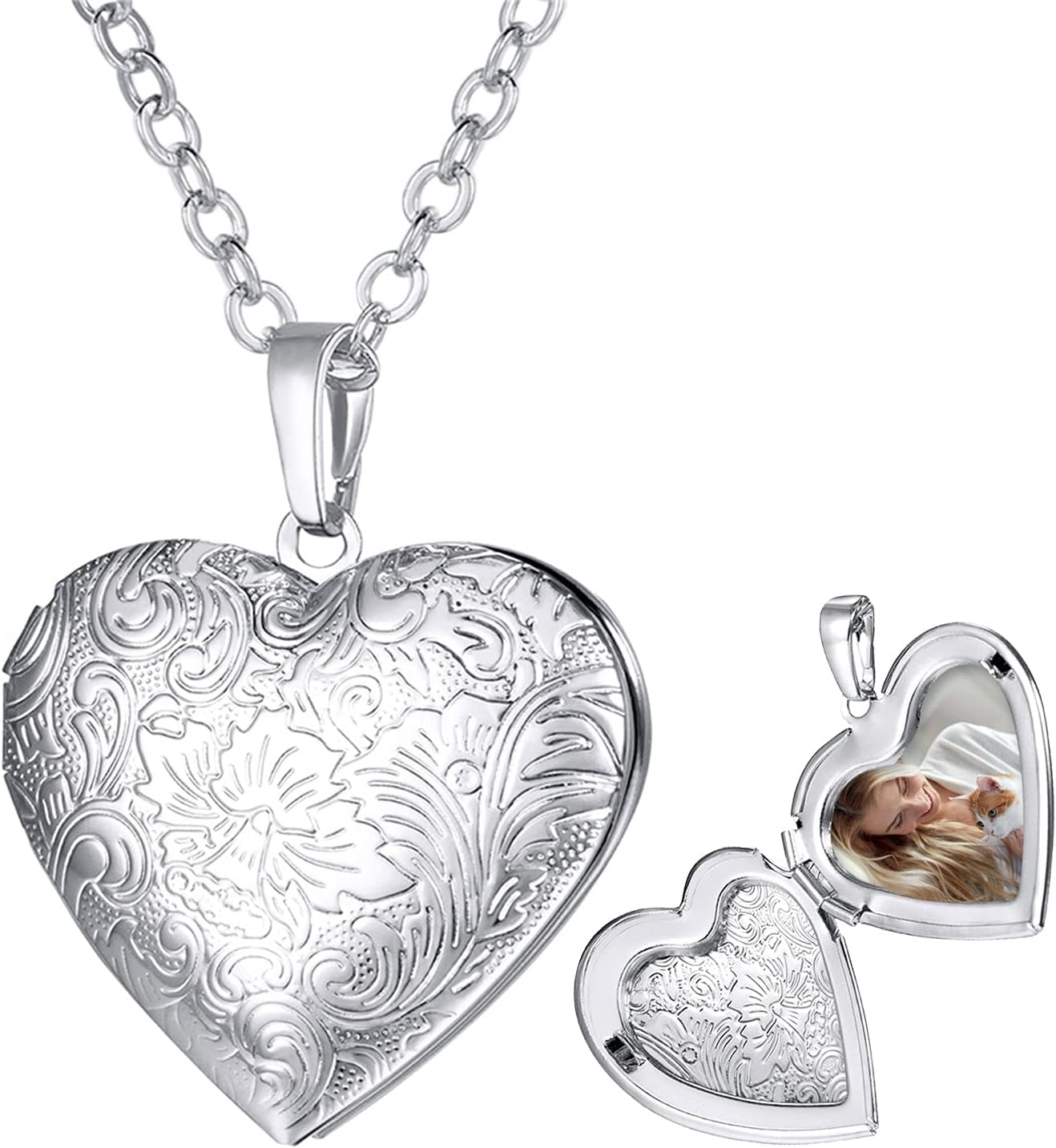 Custom Photo Locket Necklace - Oval & Heart Shaped Locket - Gold/Silver ...