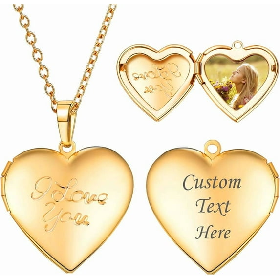 Custom Photo Locket Necklace - Oval & Heart Shaped Locket - Gold/Silver ...