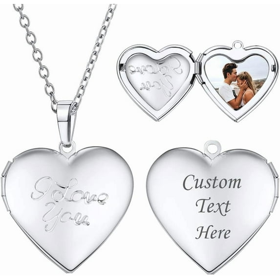 Custom Photo Locket Necklace - Oval & Heart Shaped Locket - Gold/Silver ...