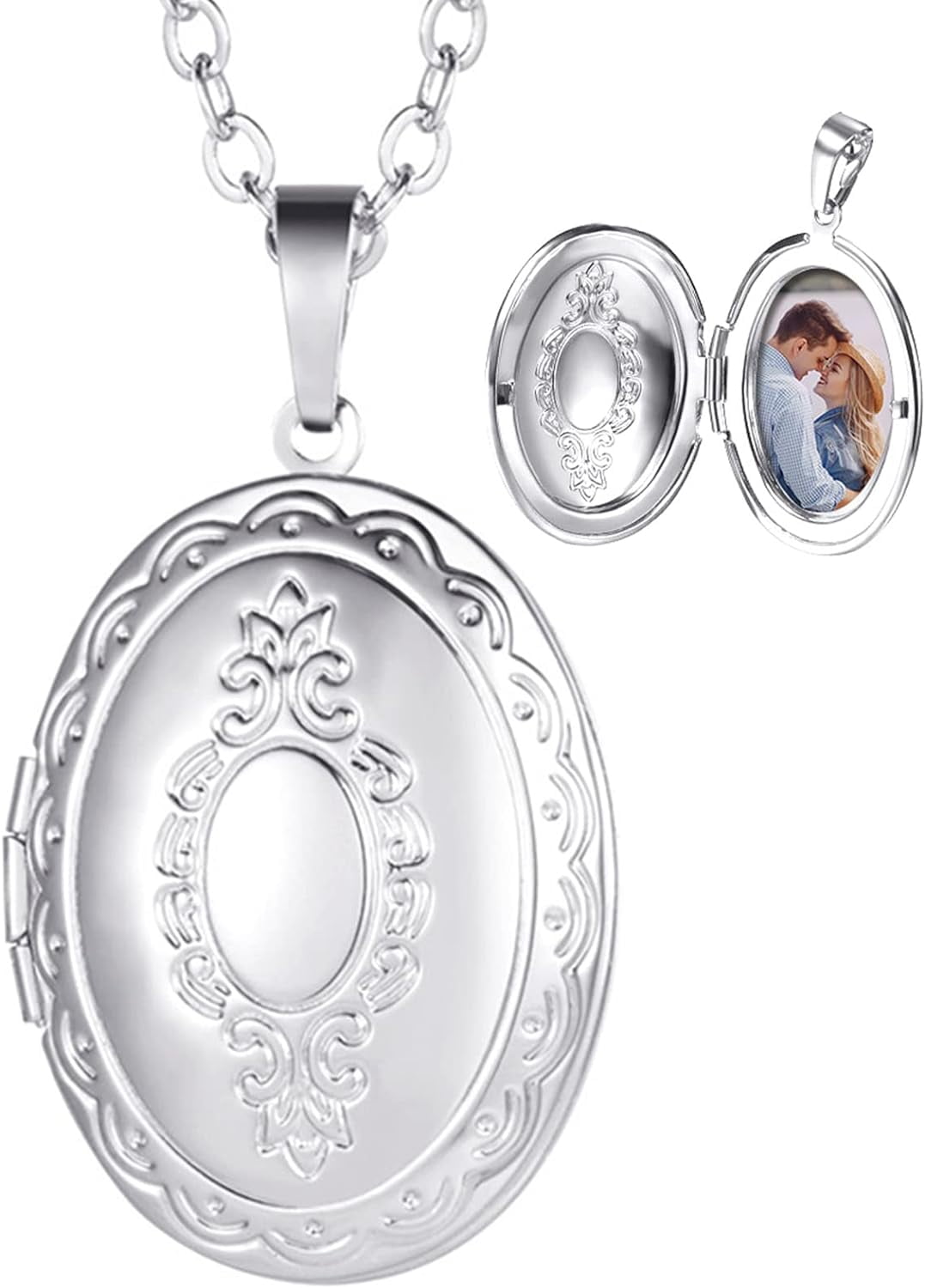 Custom Photo Locket Necklace - Oval & Heart Shaped Locket - Gold/Silver ...